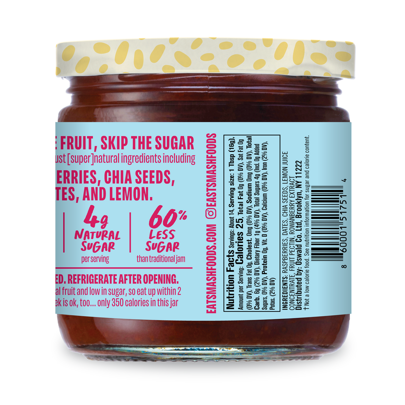Chia Smash Raspberry Jam - No Sugar Added, 4 Real Ingredients, – Smash ...
