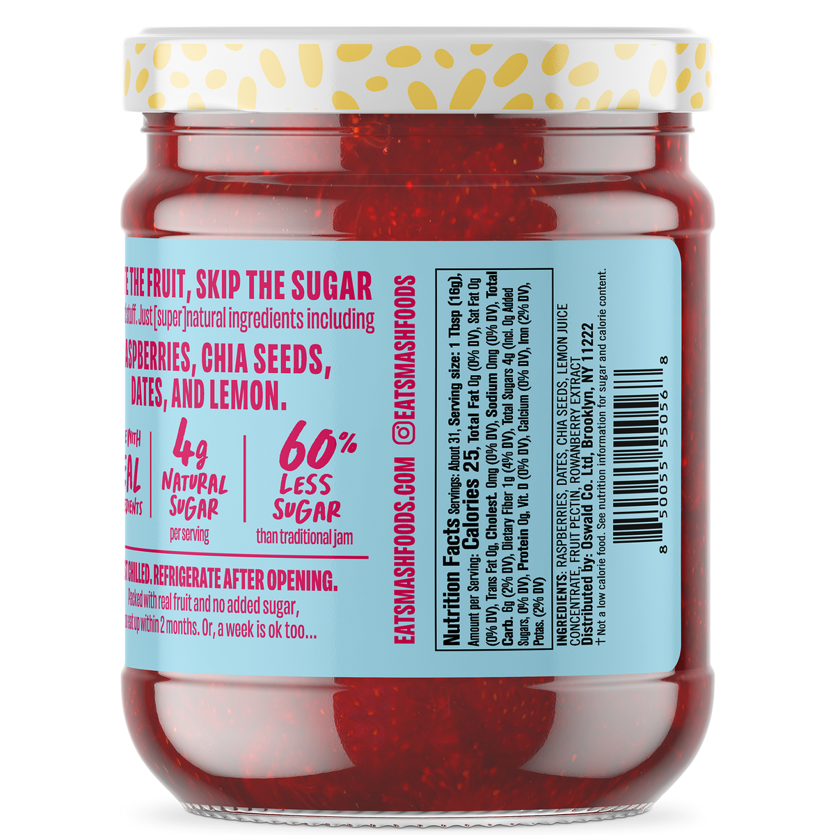 Chia Smash Raspberry Jam - No Sugar Added, 4 Real Ingredients, – Smash ...