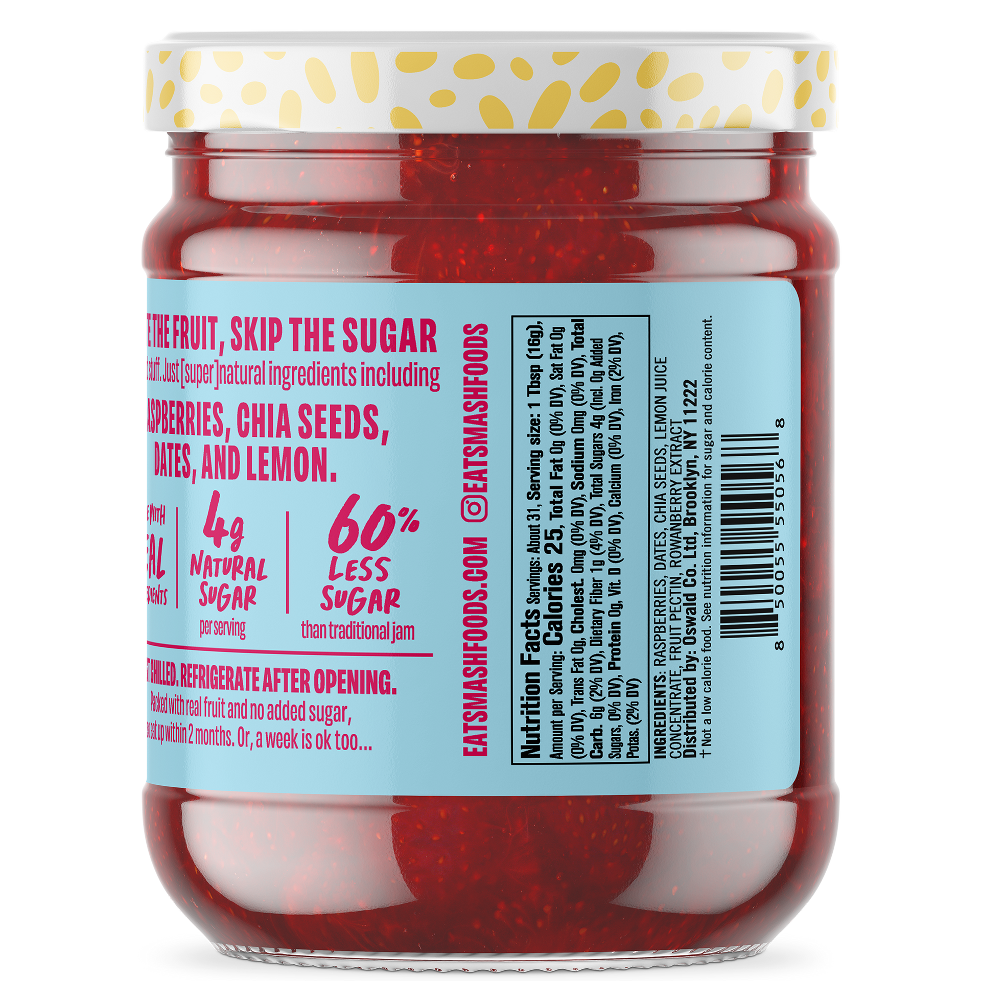 Chia Smash Raspberry Jam - No Sugar Added, 4 Real Ingredients, – Smash ...