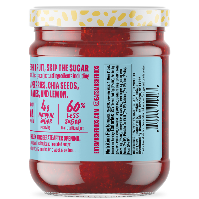 Chia Smash Raspberry Jam - No Sugar Added, 4 Real Ingredients, – Smash ...