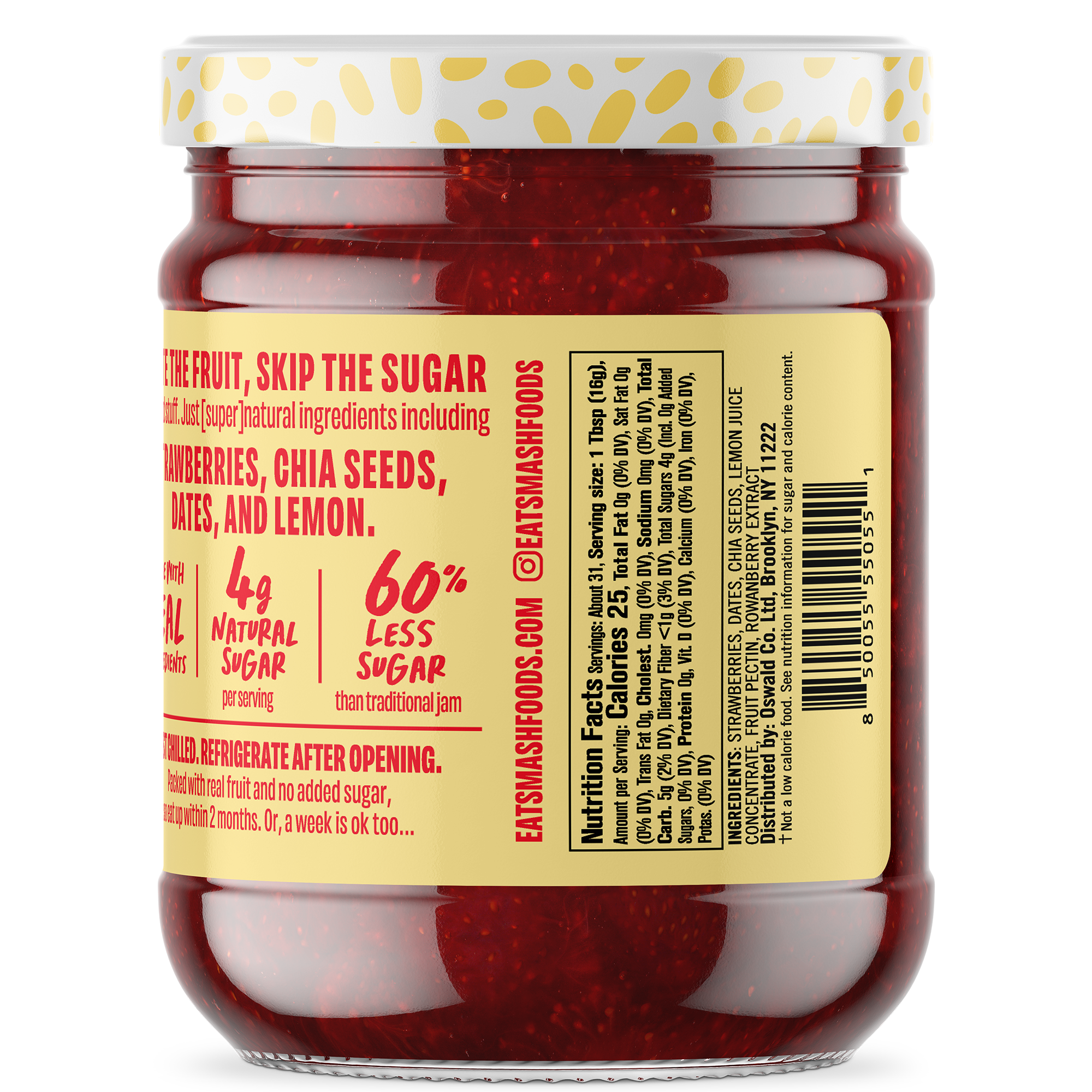 Chia Smash Strawberry Jam - No Sugar Added, 4 Real Ingredients, – Smash ...